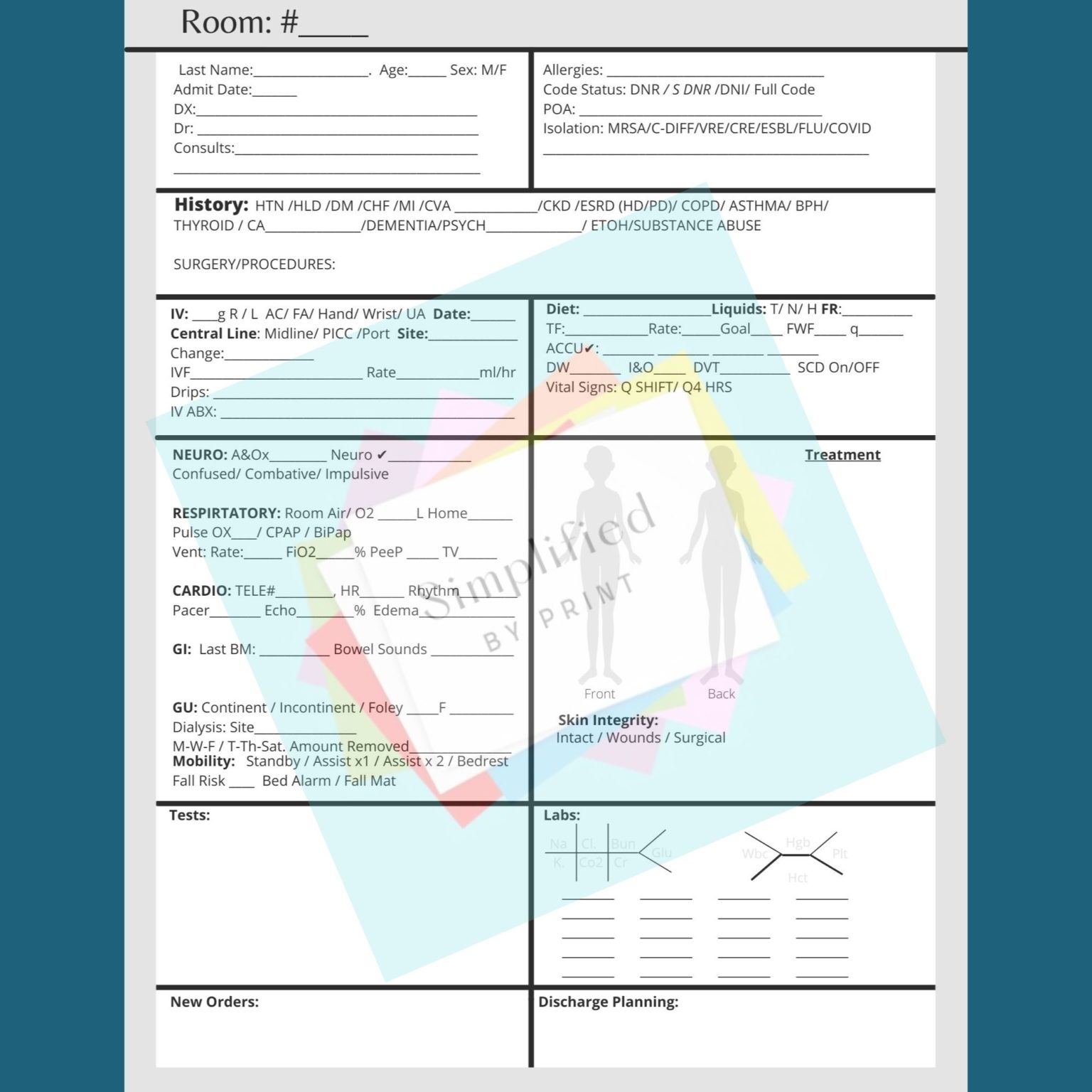 Nursing SBAR Bedside Report Sheet – Simplified by Print