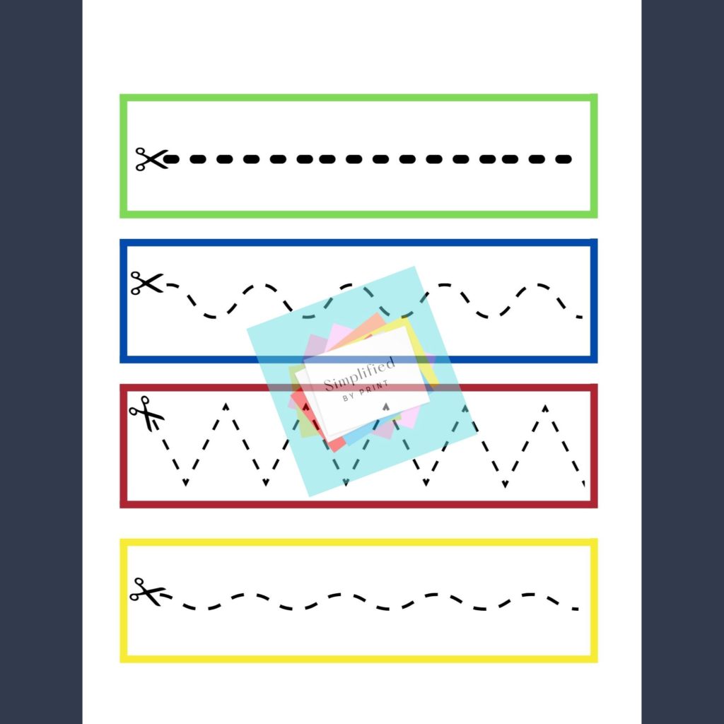Tracing Line and Cutting Skills Worksheets Preschool fine motor ...