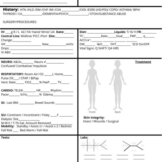 CNA/PCT 10 Patient Report Sheet – Simplified by Print