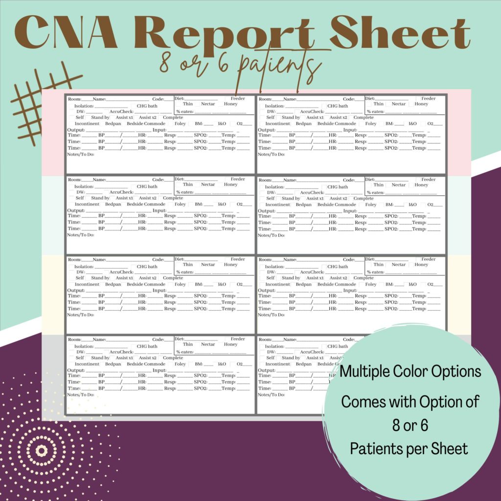 CNA/PCT Report Sheet – Simplified by Print