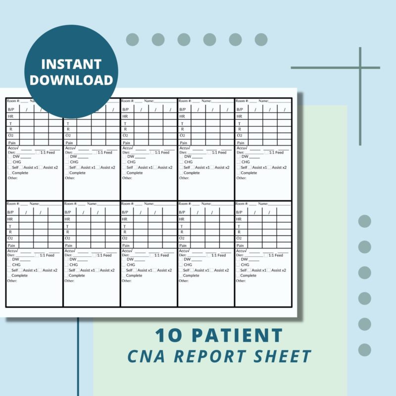 CNA/PCT 10 Patient Report Sheet – Simplified by Print