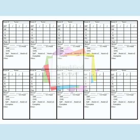 CNA/PCT 10 Patient Report Sheet – Simplified by Print