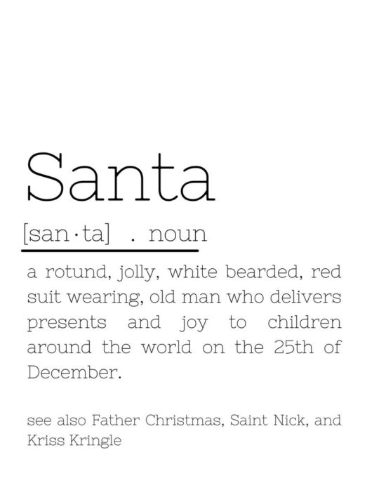 Santa Noun Definition Printable Wall Art – Simplified by Print