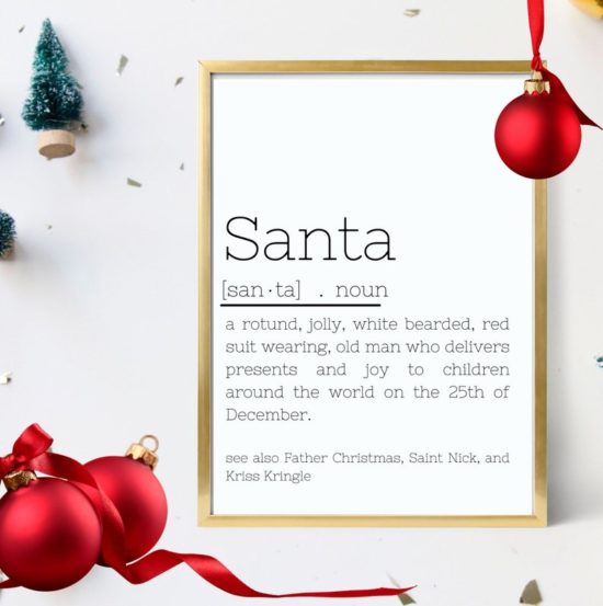 Santa Noun Definition Printable Wall Art – Simplified by Print