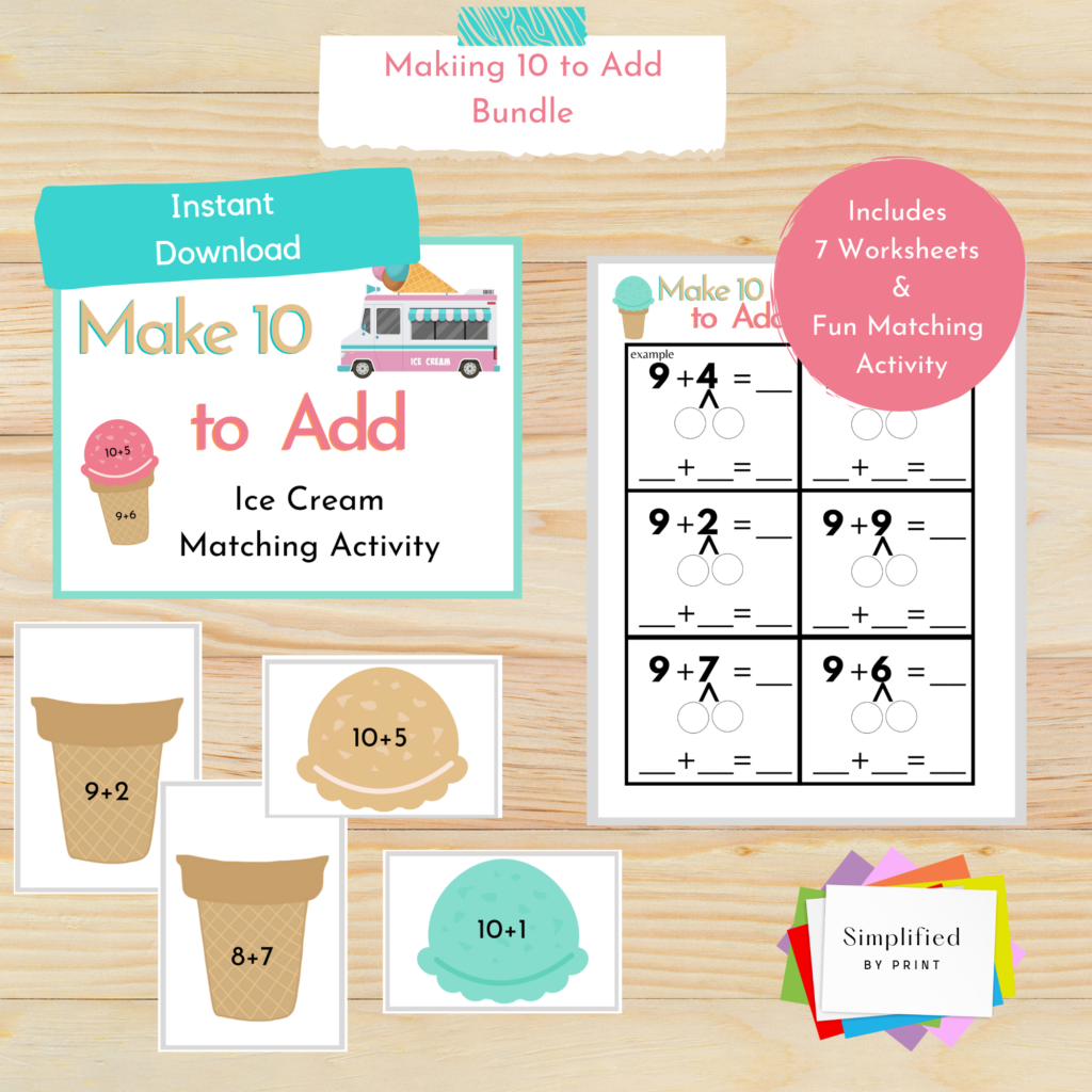 First Grade Math, Make 10 to Add, Adding 9, Adding 8, Adding 7 ...