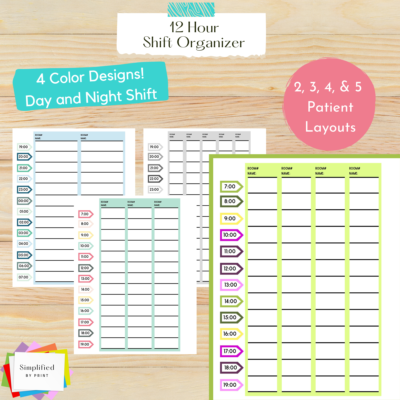Nurse Shift Organization, Nurse Task Organizer, Nurse Day Planner ...