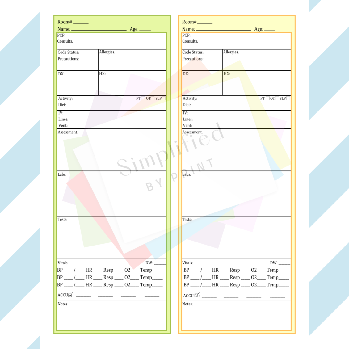 Registered Nurse 2 Patient Report Sheet – Simplified by Print