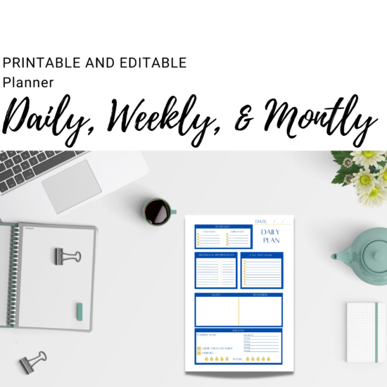 Daily, Weekly, and Monthly Print or Fillable Editable Planner ...