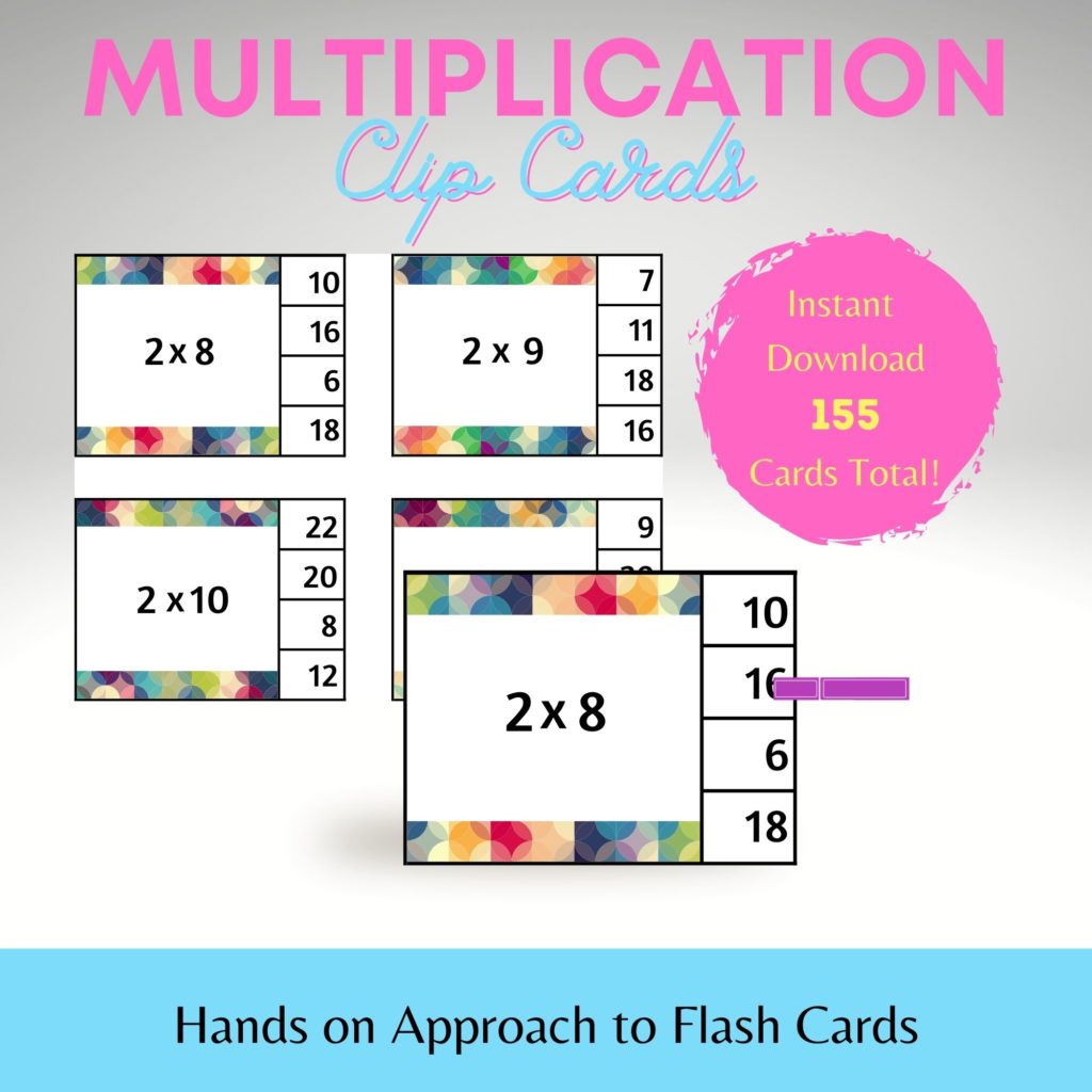 Multiplication Math Clip Cards / Flash Cards/ Multiplication Activities ...