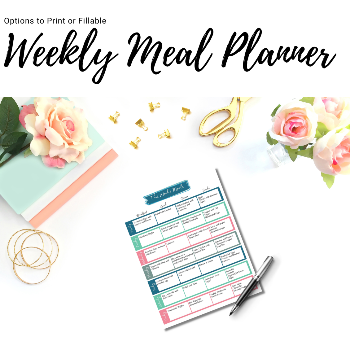 Instant Download Editable Printable Weekly Meal Planner – Simplified by ...