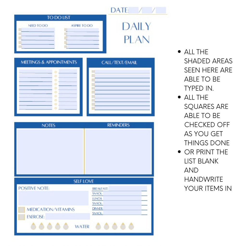 Daily, Weekly, and Monthly Print or Fillable Editable Planner ...