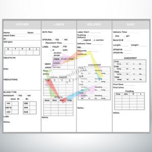 Registered Nurse Labor and Delivery Report Sheet, Nursing Report Sheet ...