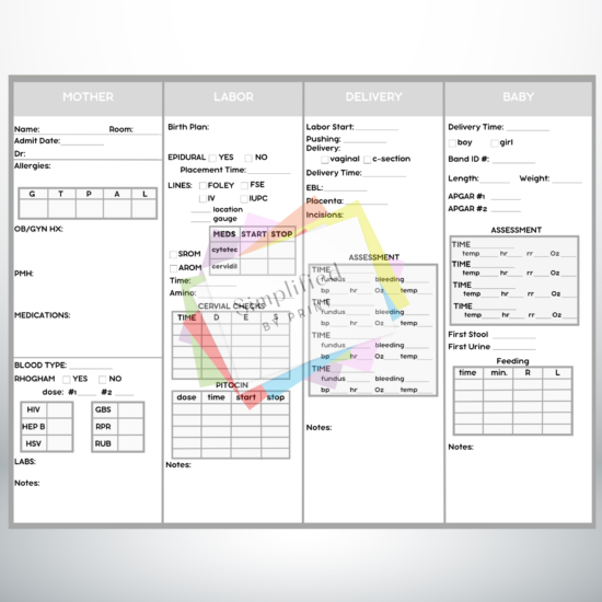 Registered Nurse Labor and Delivery Report Sheet, Nursing Report Sheet ...