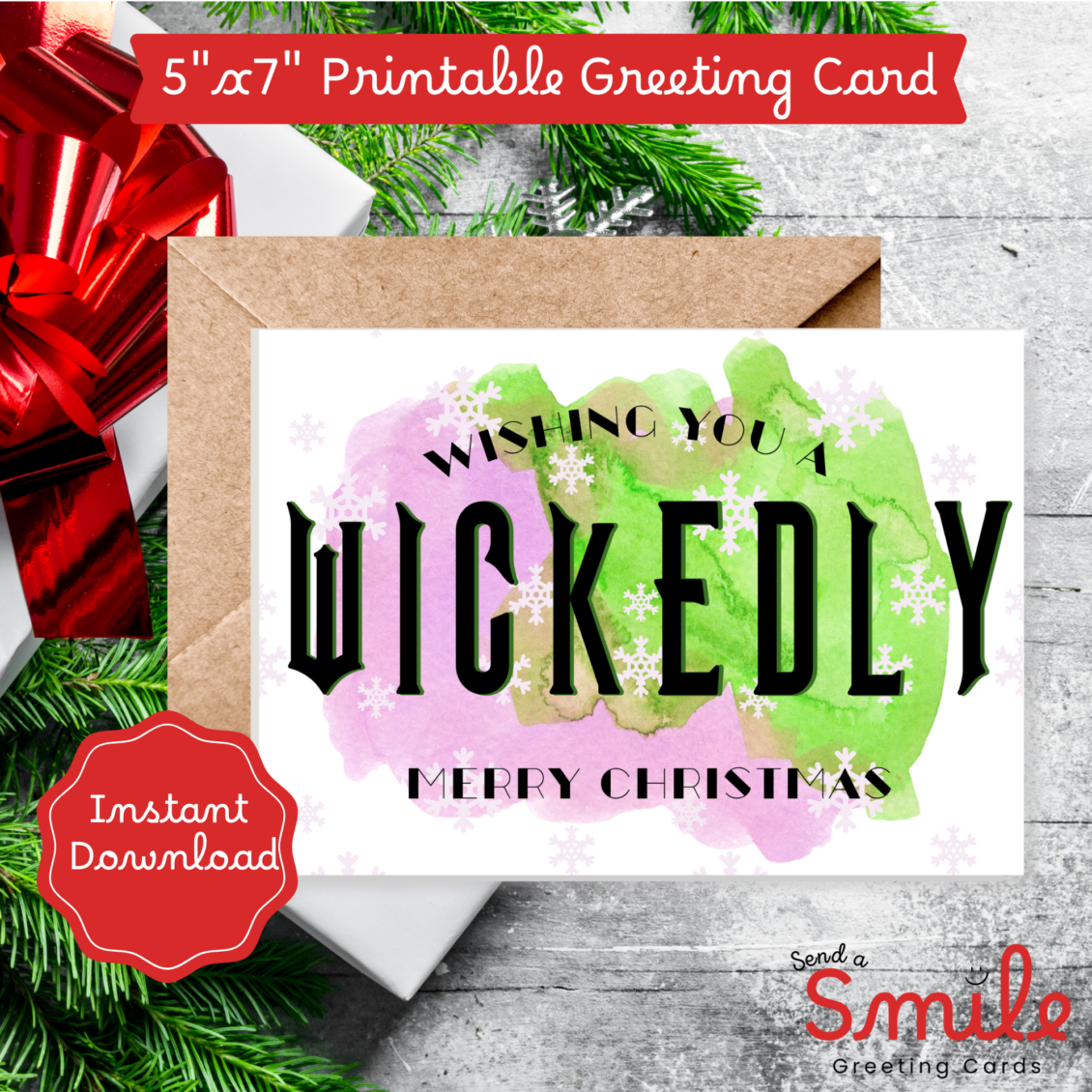 Wicked Themed Christmas Card/ Wicked Inspired / Pink and Green ...